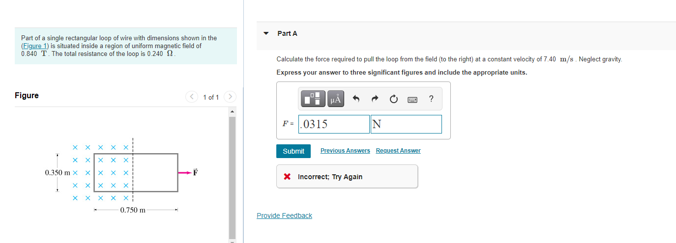 Solved Part A Part of a single rectangular loop of wire with | Chegg.com