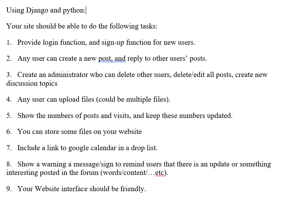 Solved Using Django and python: Your site should be able to | Chegg.com