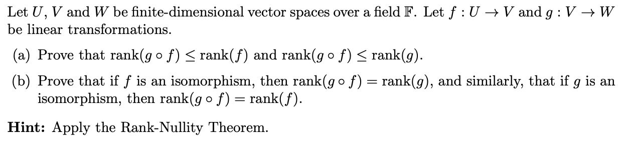 Solved Let U,V and W be finite-dimensional vector spaces | Chegg.com