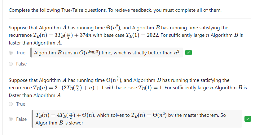 Solved Complete the following True/False questions. To | Chegg.com