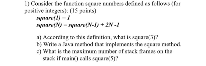 Solved 1) Consider the function square numbers defined as | Chegg.com