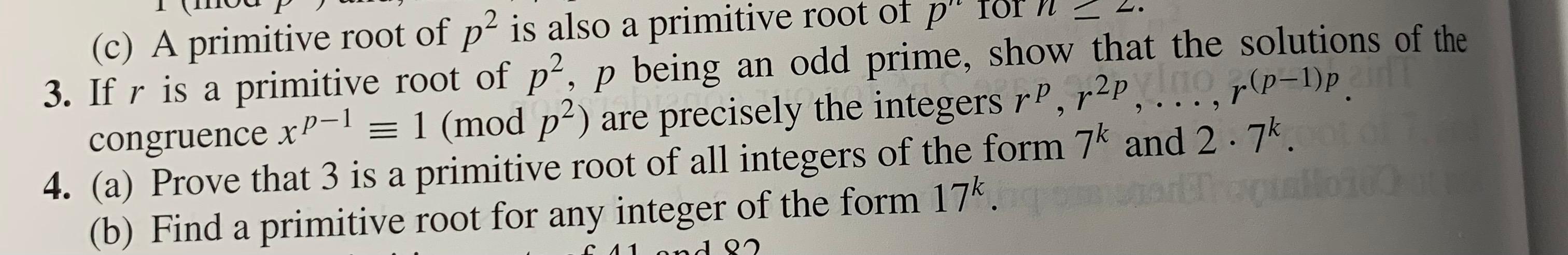 Solved r r > = (c) A primitive root of p2 is also a | Chegg.com
