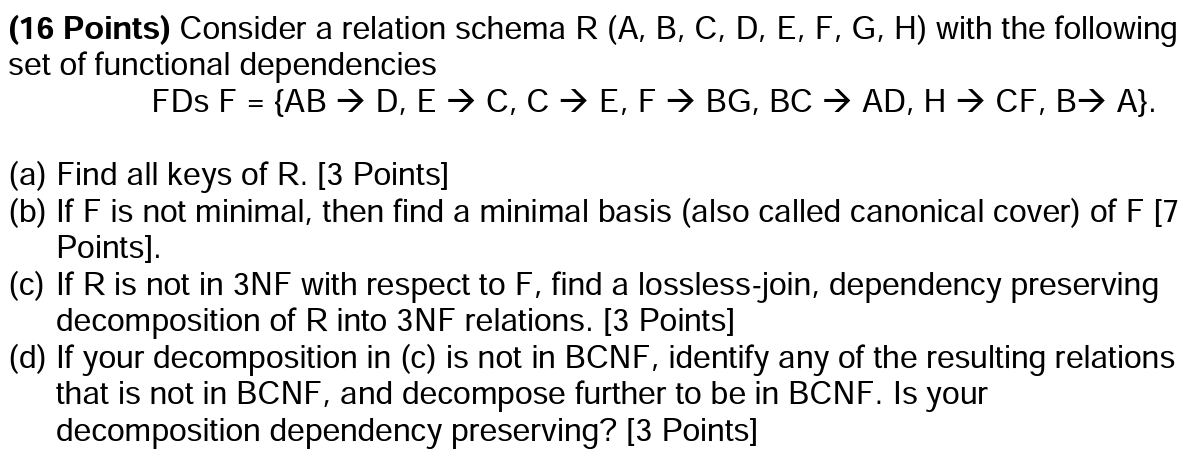 Solved (16 Points) Consider a relation schema | Chegg.com
