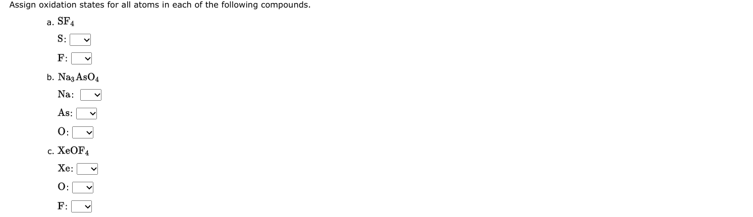 Solved sign oxidation states for all atoms in each of the | Chegg.com