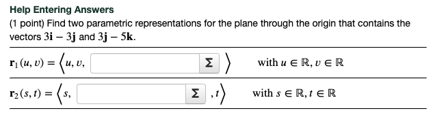 Solved Help Entering Answers (1 point) Find two parametric | Chegg.com