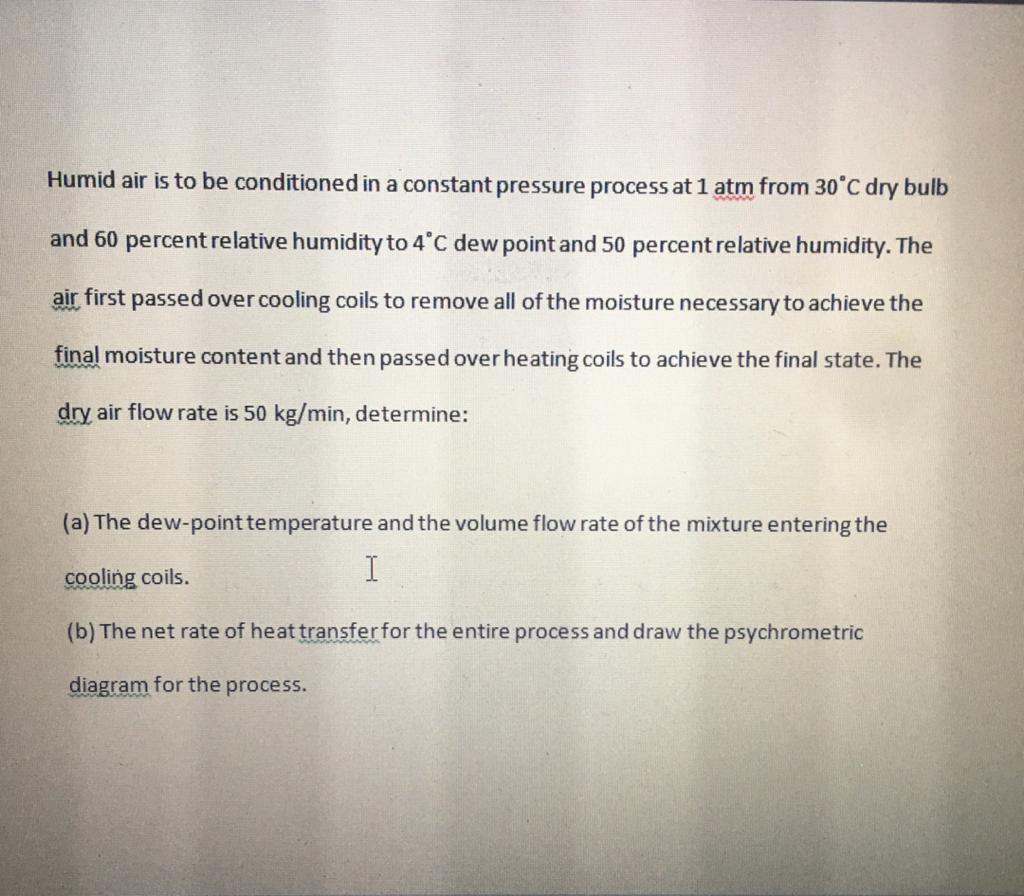 Solved Humid air is to be conditioned in a constant pressure | Chegg.com