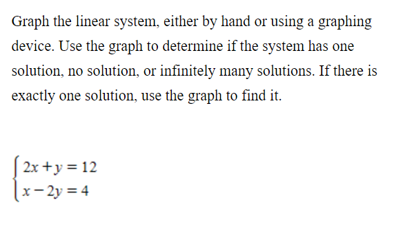 Solved Graph the linear system, either by hand or using a | Chegg.com