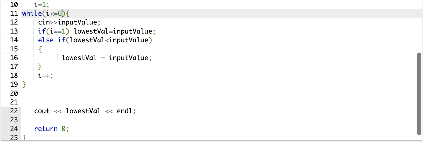 Solved Assign variable lowestVal with the smallest value of | Chegg.com
