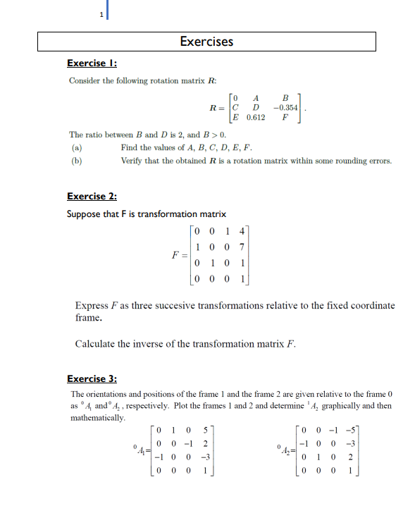 Solved ExercisesExercise 1:Consider the following rotation | Chegg.com
