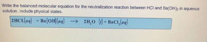 Solved Write the balanced molecular equation for the | Chegg.com