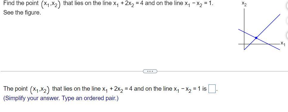 Solved Find the point (x1,x2) that lies on the line x1+2x2=4 | Chegg.com
