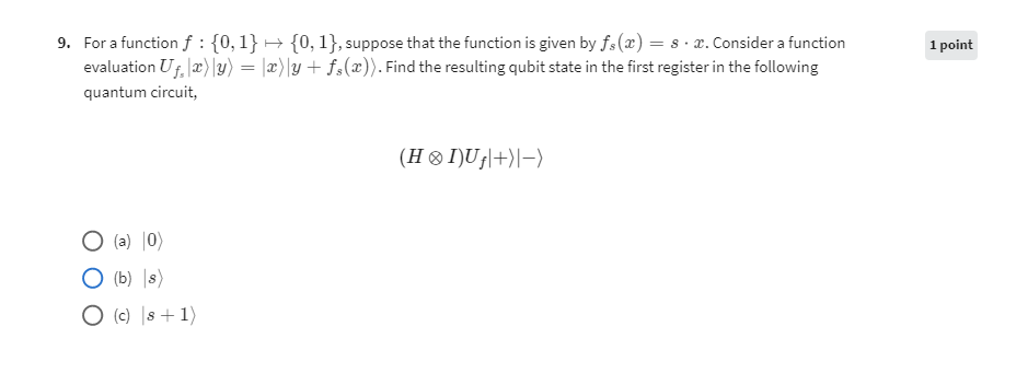 9. For a function f:{0,1}↦{0,1}, suppose that the | Chegg.com