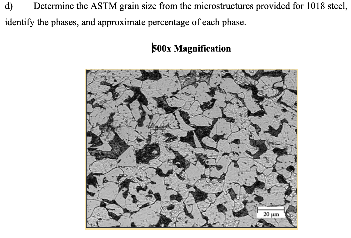Solved d) Determine the ASTM grain size from the | Chegg.com