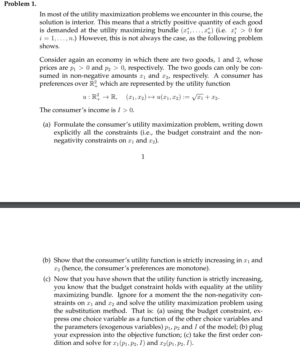 Solved In Most Of The Utility Maximization Problems We