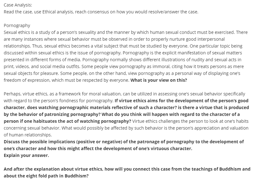 Solved Case Analysis: Read the case, use Ethical analysis, | Chegg.com