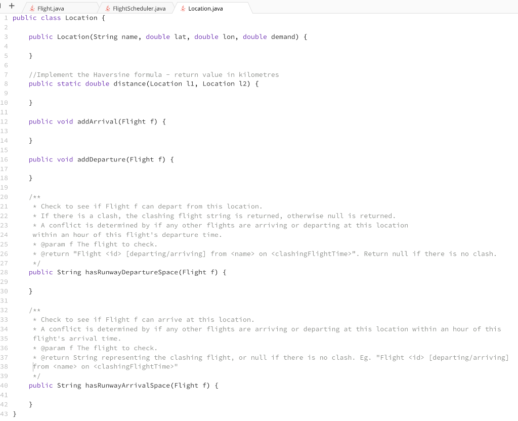 Solved Java Task Your task is to create a flight scheduler | Chegg.com