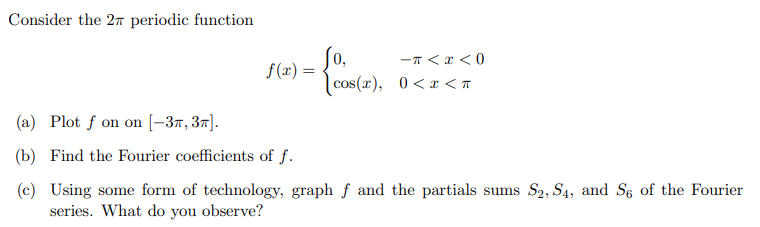 Solved Consider the 2n periodic function So,