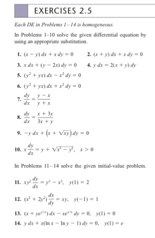Solved EXERCISES 2.5 Each DE in Problems 1-14 is homogeneous | Chegg.com