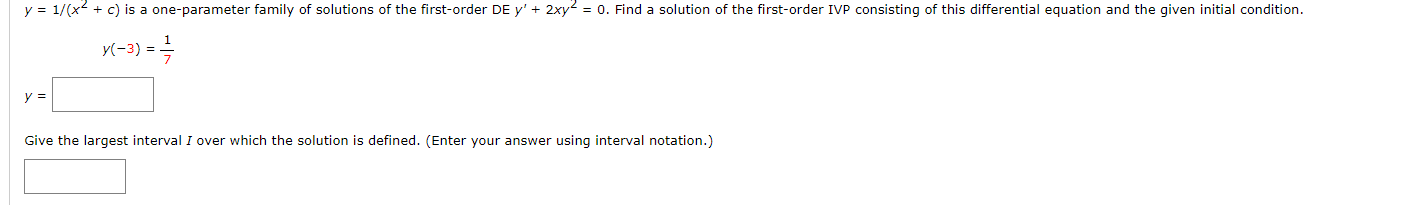 Solved y = 1/(x2 + c) is a one-parameter family of | Chegg.com