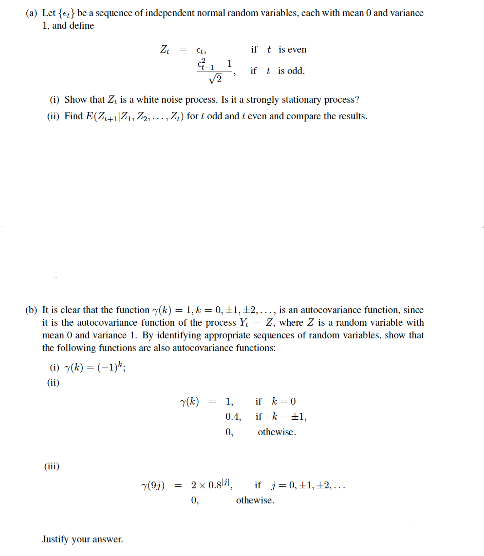 Solved (a) Let {ϵt} be a sequence of independent normal | Chegg.com