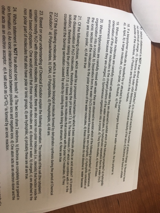 Solved Which statement is NOT true about subatomic no | Chegg.com