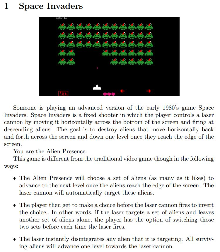 1 Space Invaders Someone is playing an advanced | Chegg.com