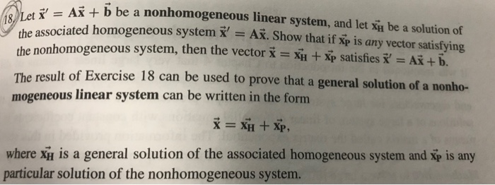 Solved A b be a nonhomogeneous linear system, and let , the | Chegg.com