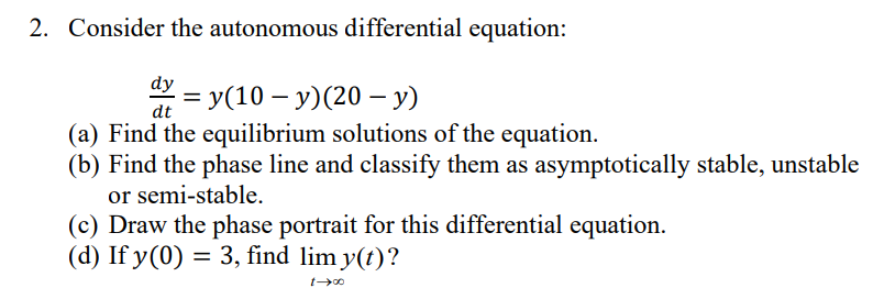 Solved Consider the autonomous differential | Chegg.com
