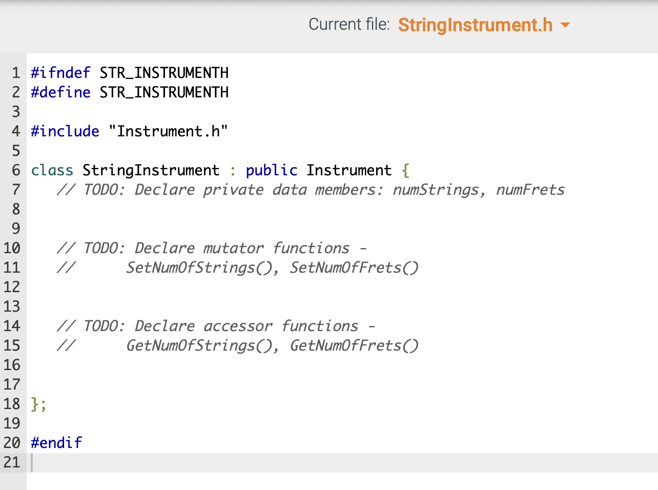 Solved 10.28 LAB: Instrument information Given main() and | Chegg.com