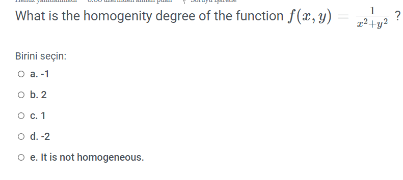 Solved 1 What is the homogenity degree of the function | Chegg.com