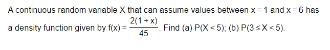 Solved A continuous random variable X that can assume values | Chegg.com