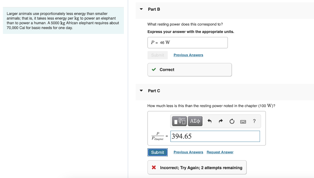 Solved Larger animals use proportionately less energy than | Chegg.com