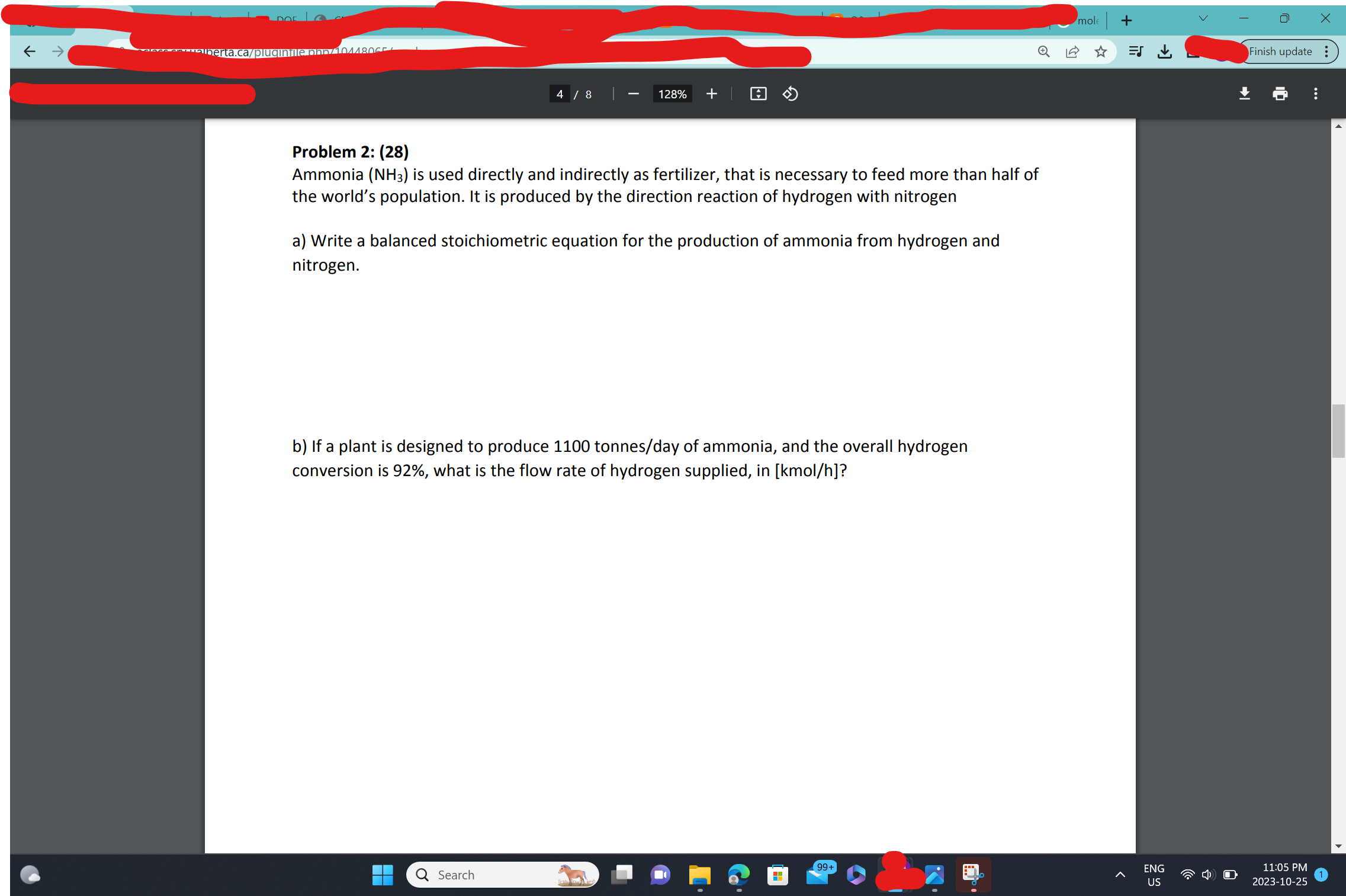 Solved Problem 2: (28) Ammonia (NH3) is used directly and | Chegg.com
