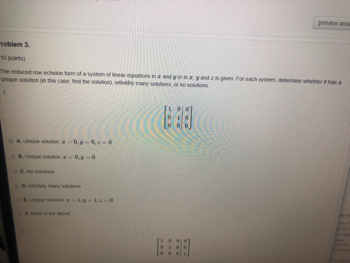 Solved preview ansi roblem 3. 10 points) The reduced row | Chegg.com