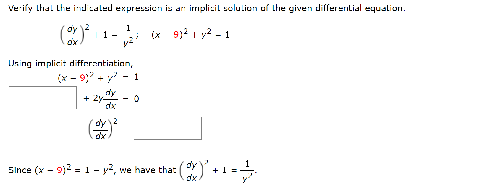 Solved Verify that the indicated expression is an implicit | Chegg.com