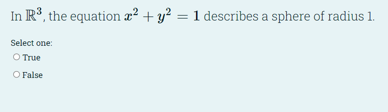 Solved In R3, the equation x2 + y2 1 describes a sphere of | Chegg.com