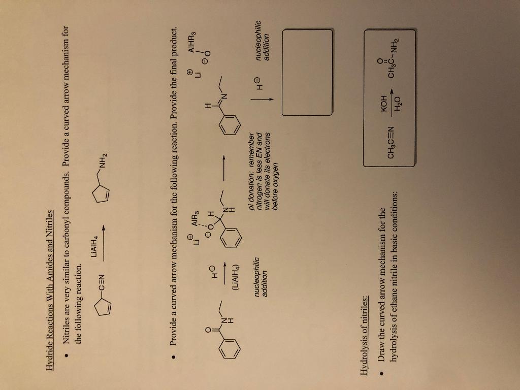 Solved Hydride Reactions With Amides and Nitriles Nitriles | Chegg.com
