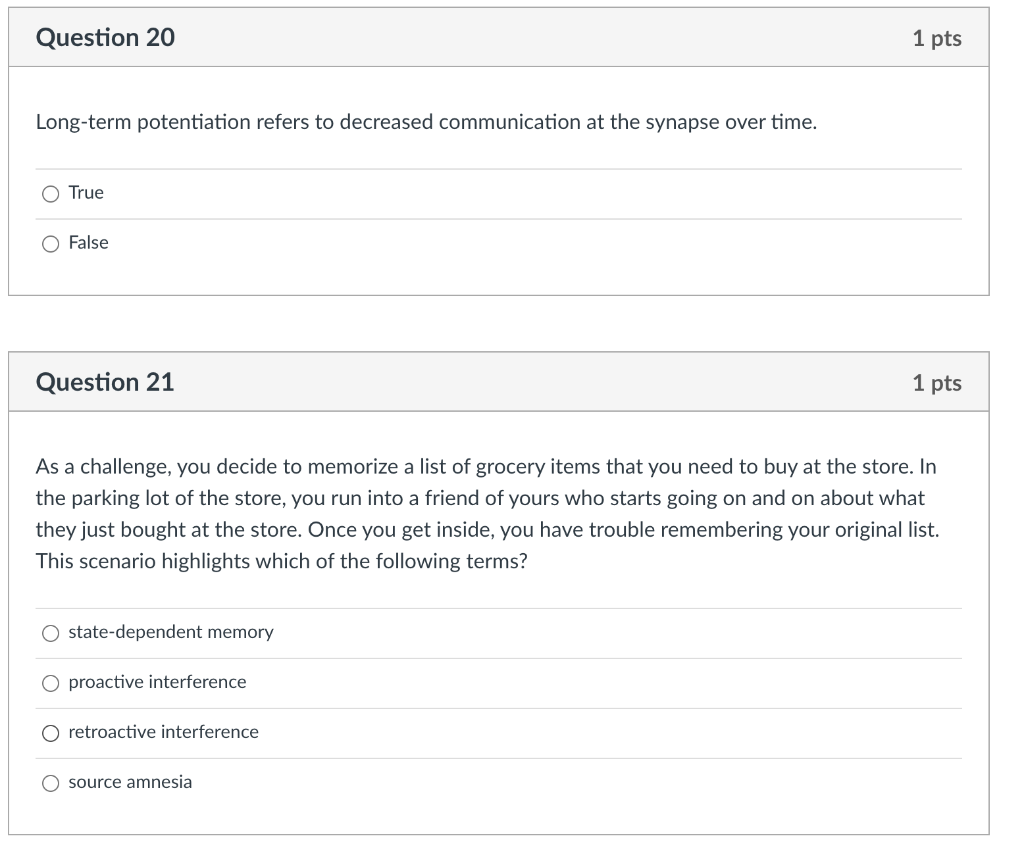 Solved Question 20 1 pts Long-term potentiation refers to | Chegg.com