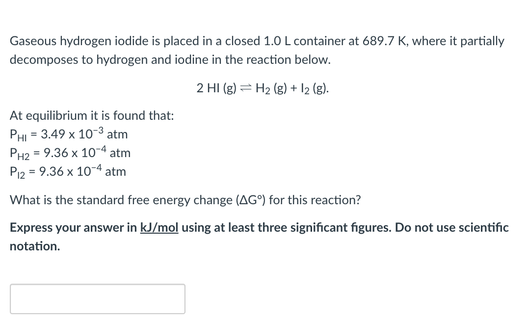 Solved Gaseous hydrogen iodide is placed in a closed 1.0 L | Chegg.com