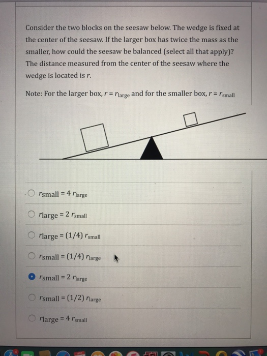 Solved Consider the two blocks on the seesaw below. The | Chegg.com