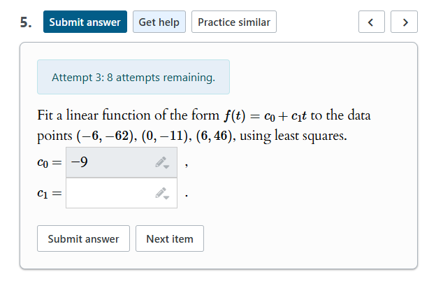 Solved Attempt 3: 8 ﻿attempts remaining.Fit a linear | Chegg.com