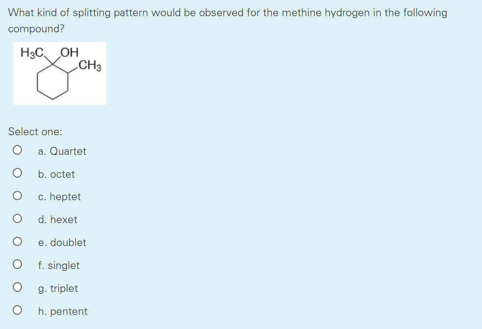 Solved What kind of splitting pattern would be observed for | Chegg.com