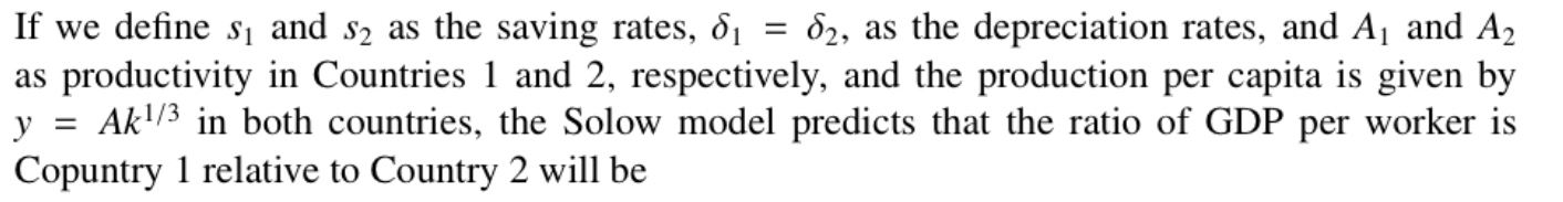 Solved If we define s1 ﻿and s2 ﻿as the saving rates, δ1=δ2, | Chegg.com