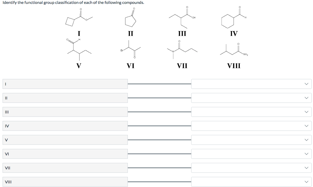 Solved Identify the functional group classification of each | Chegg.com