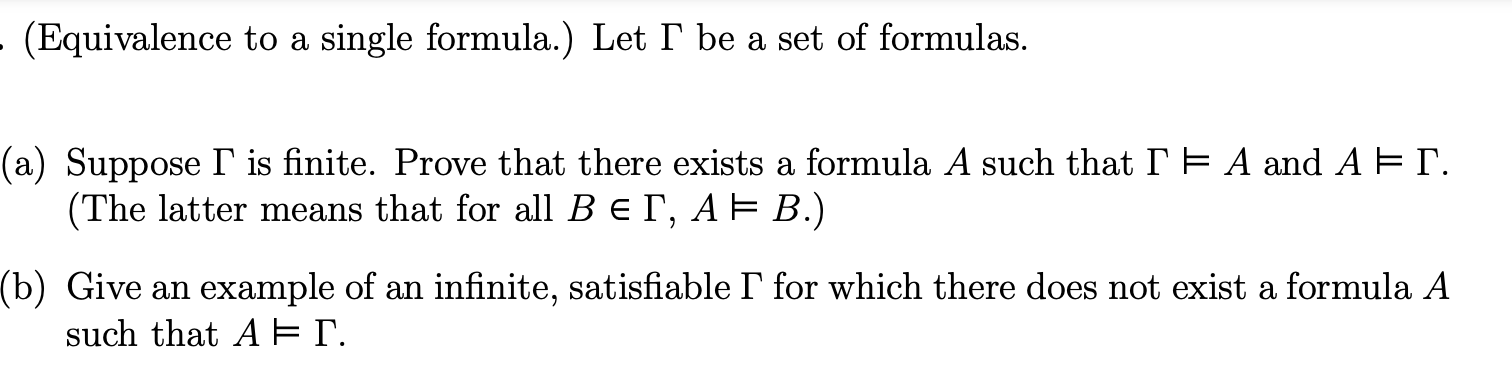 Solved (Equivalence to a single formula.) Let I be a set of | Chegg.com