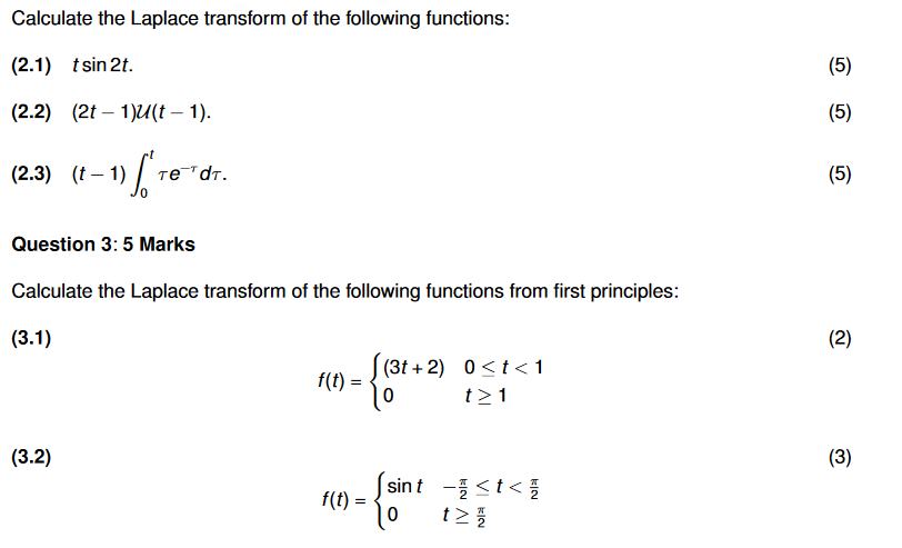 Solved Calculate the Laplace transform of the following | Chegg.com