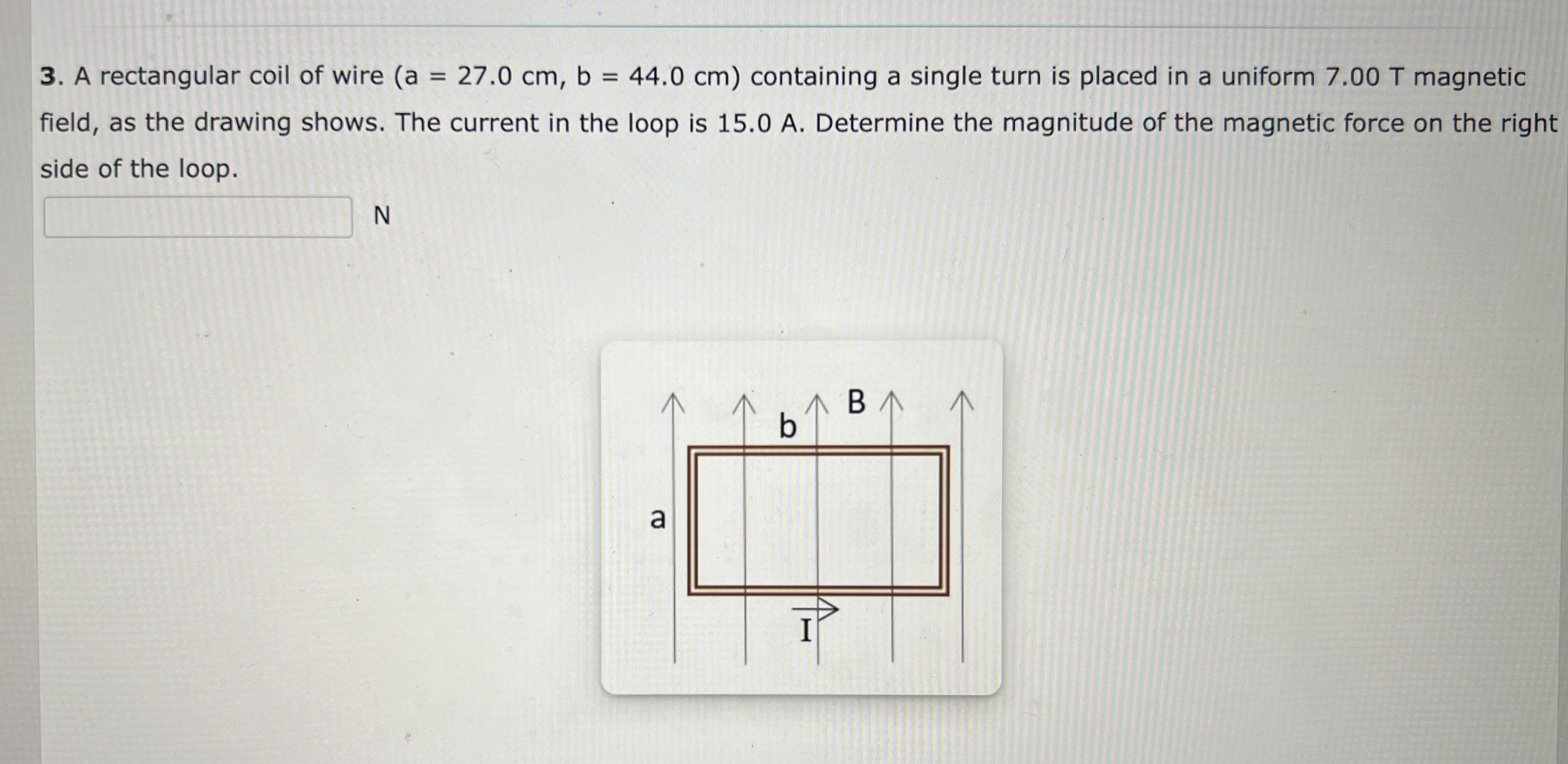Solved A rectangular coil of wire (a=27.0cm,b=44.0cm) | Chegg.com