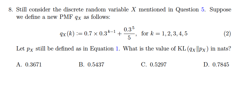 Solved 8 Still Consider The Discrete Random Variable X 