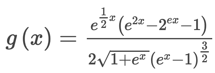 Solved g(x)=1−e−x1+exg(x)=21+ex(ex−1)23e21x(e2x−2ex−1) | Chegg.com