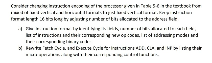 Consider changing instruction encoding of the | Chegg.com